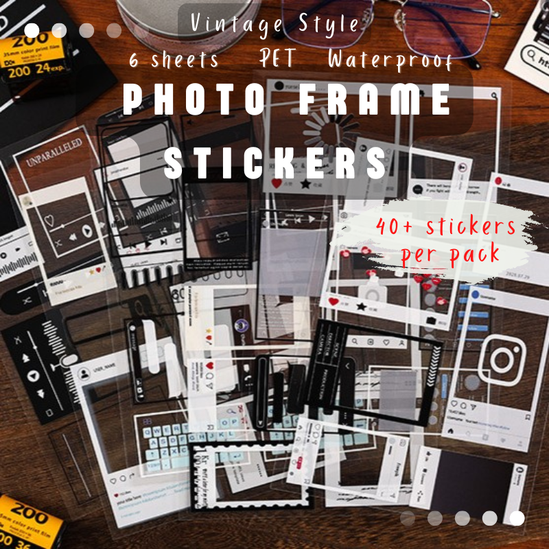 6 Sheets PET Photo Frame Sticker Decorative Decal Stickers Self ...