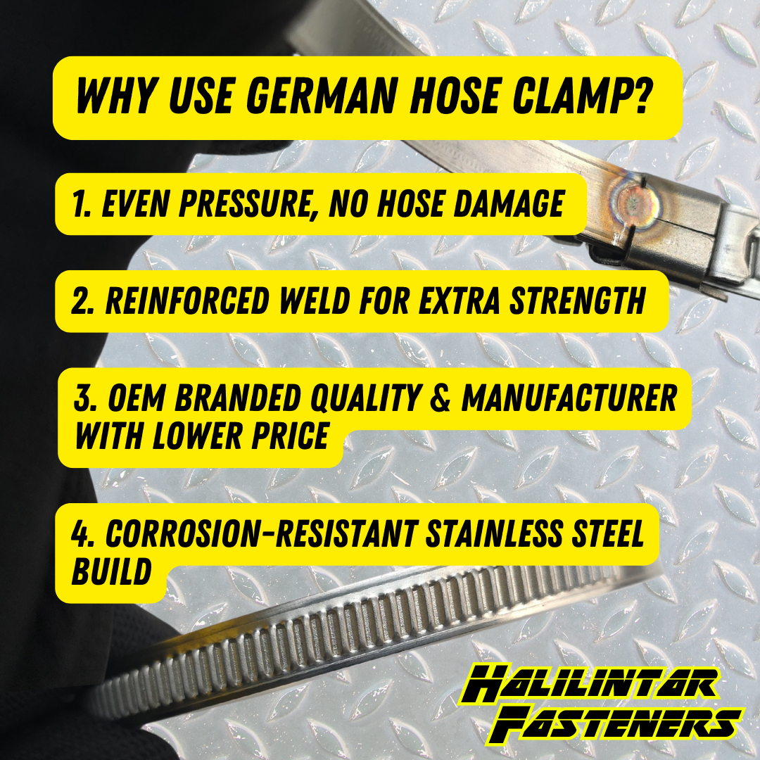 German Hose Clamp SS304 A2-70 0.7mm Stainless Steel Reinforced Weld Non ...