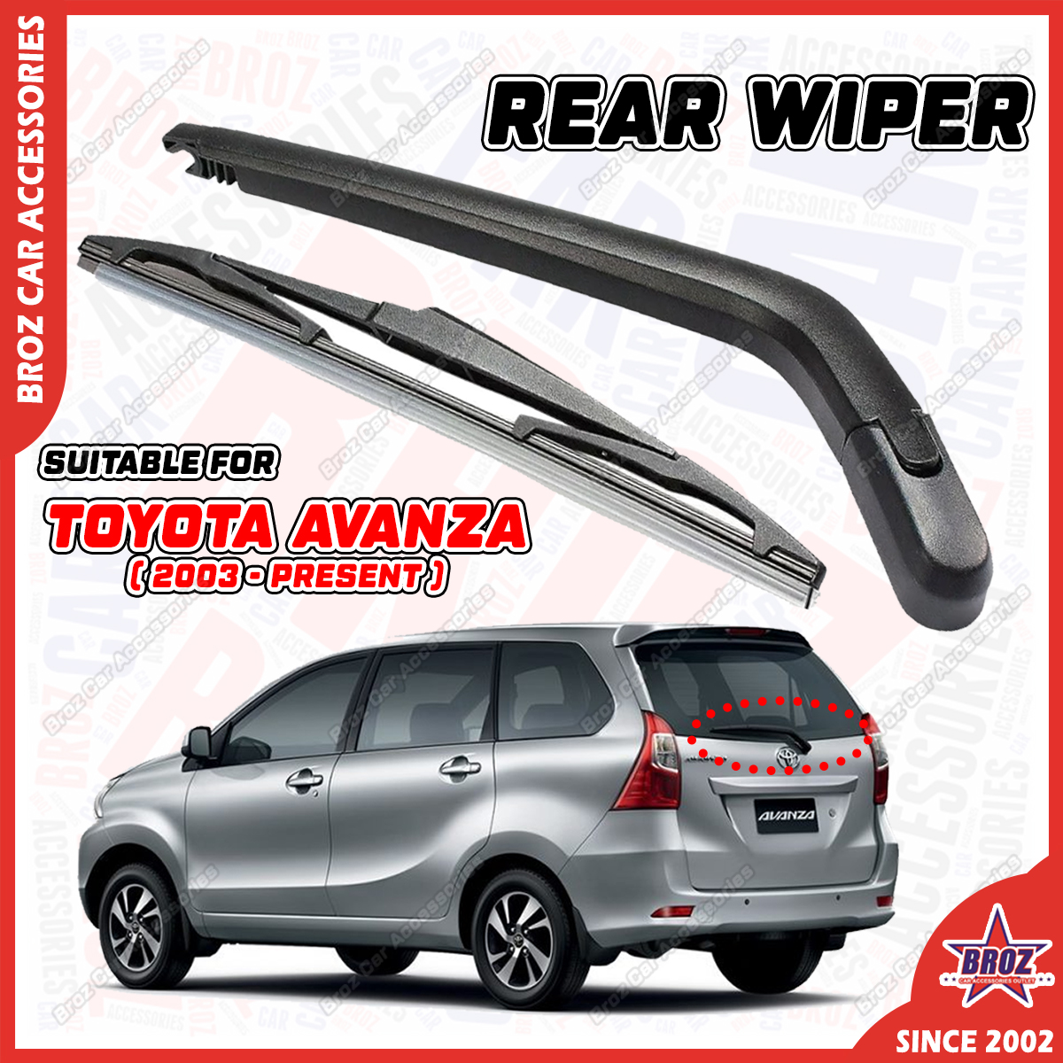 TOYOTA AVANZA 03-24 REAR WIPER Full Set Arm Belakang Kereta Silicone ...