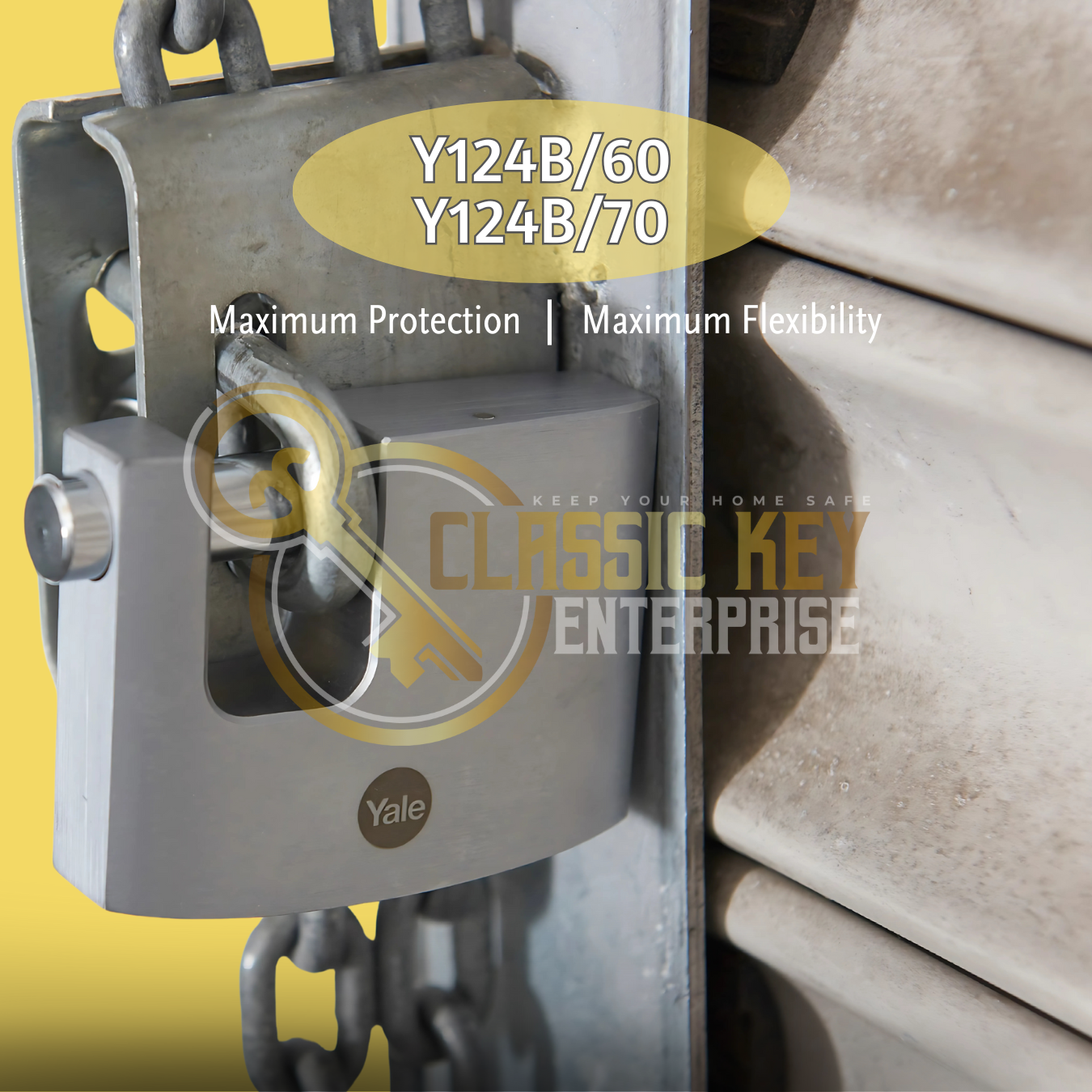 Yale Padlock Shutter Silver Chrome Finish Y124B Size 60mm / 70mm ...