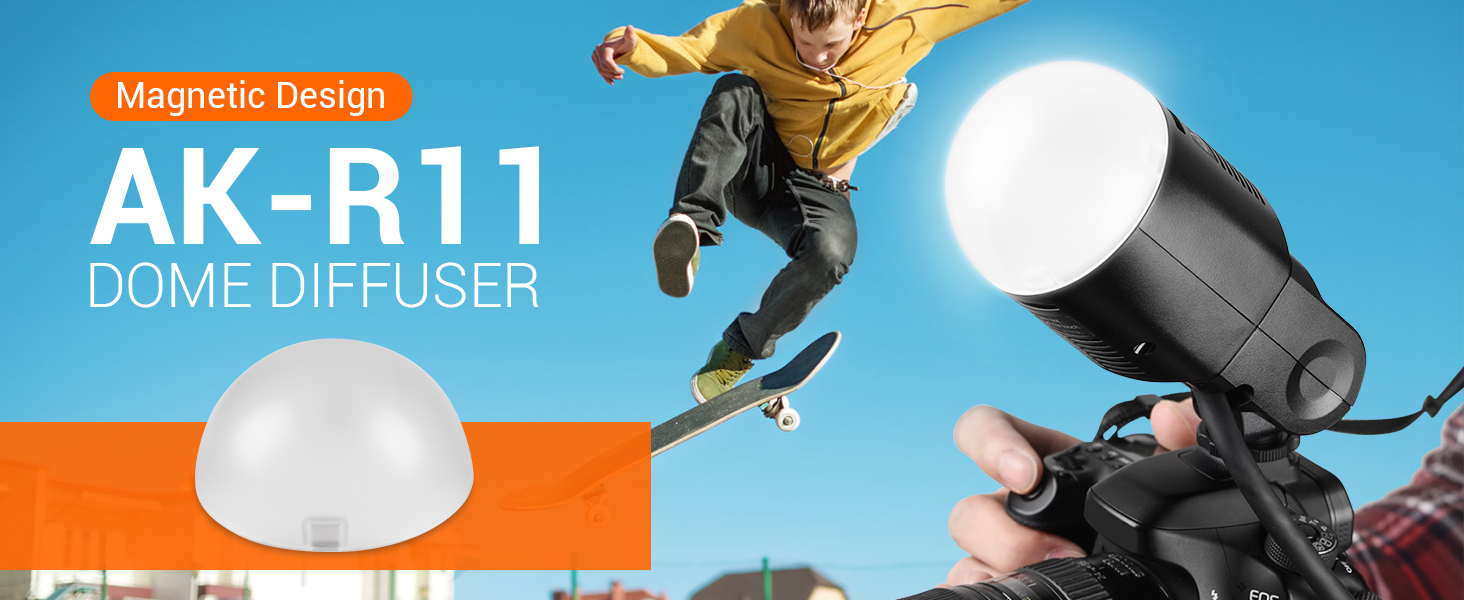 Godox AK-R11 Flash Dome Diffuser For Round Flash Head V100 V1-S V1-N V1 ...