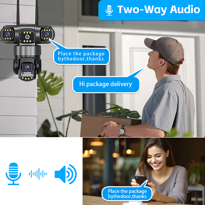 V380 CCTV Camera Three lens Wi-Fi Wireless Outdoor waterproof Ip ...