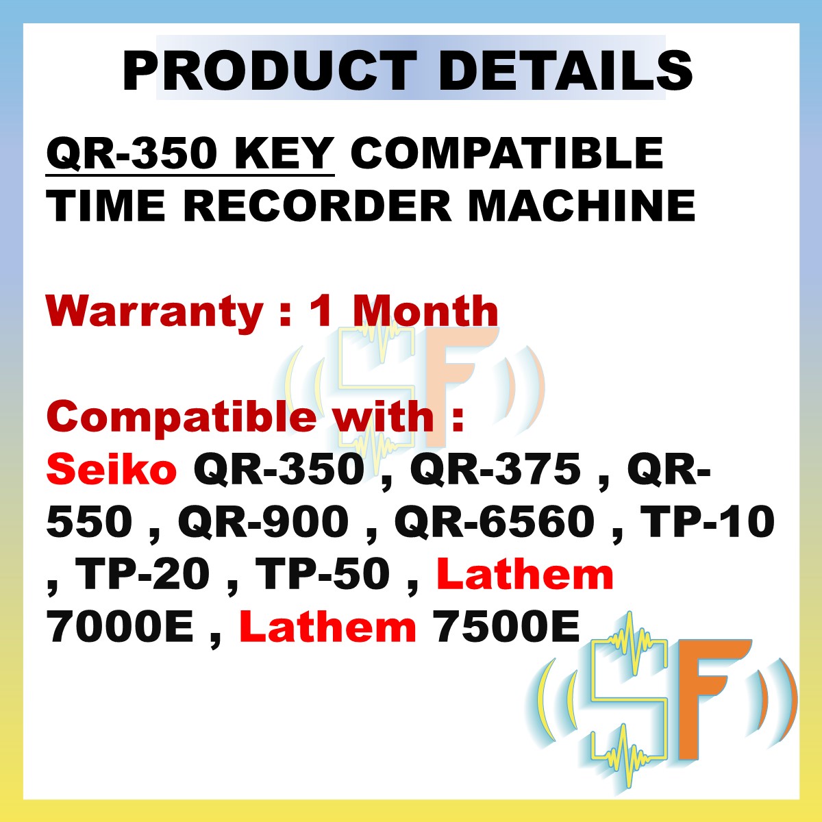 Seiko QR-350 QR350 Time Recoder Machine Key Replacement Kunci QR350 ...