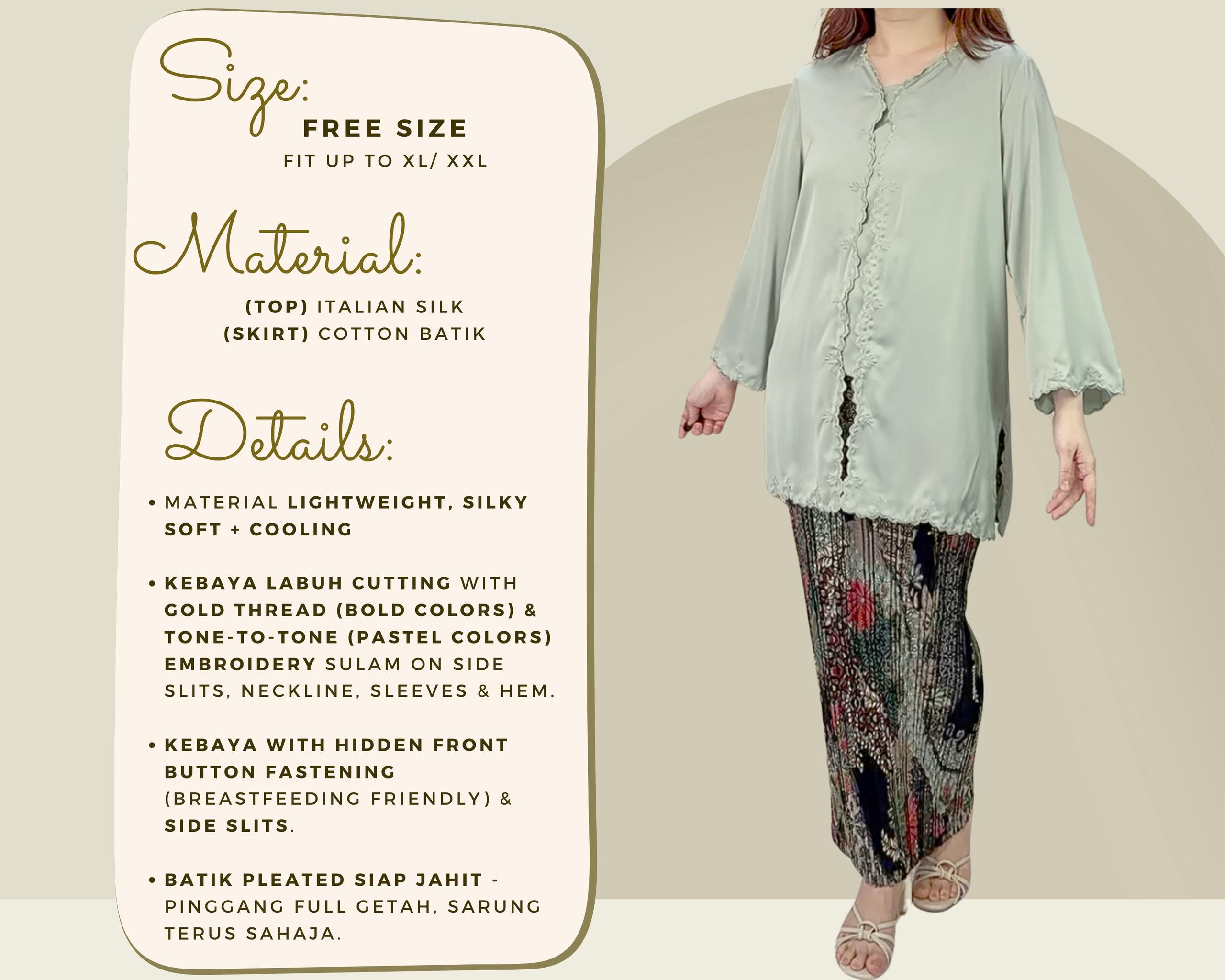 Jj COUTURE EMBUN KEBAYA EMBROIDERED LABUH TOP/BATIK SET RAYA COLLECTION ...