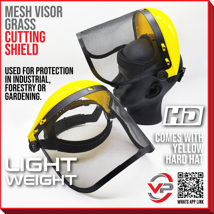HEAVY DUTY LIFTABLE FACE SHIELD MESH GRASS TRIMMER SAFETY HELMET HAT ...