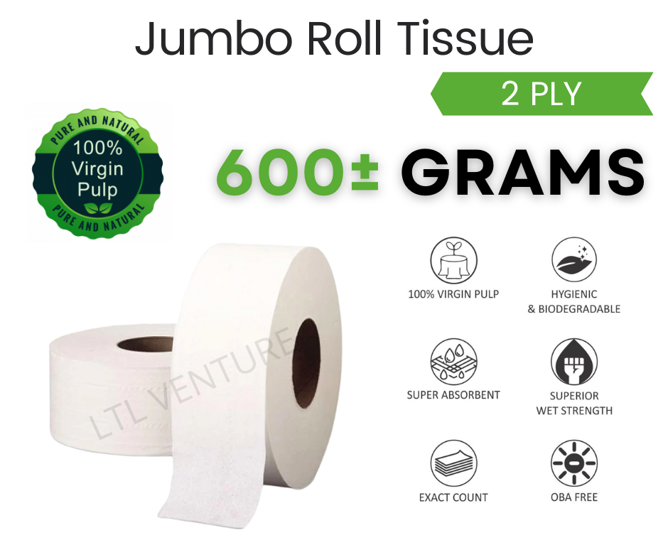 (600g) Jumbo Roll Toilet Tissue 2 PLY Virgin Pulp/Hygiene/Disposable ...