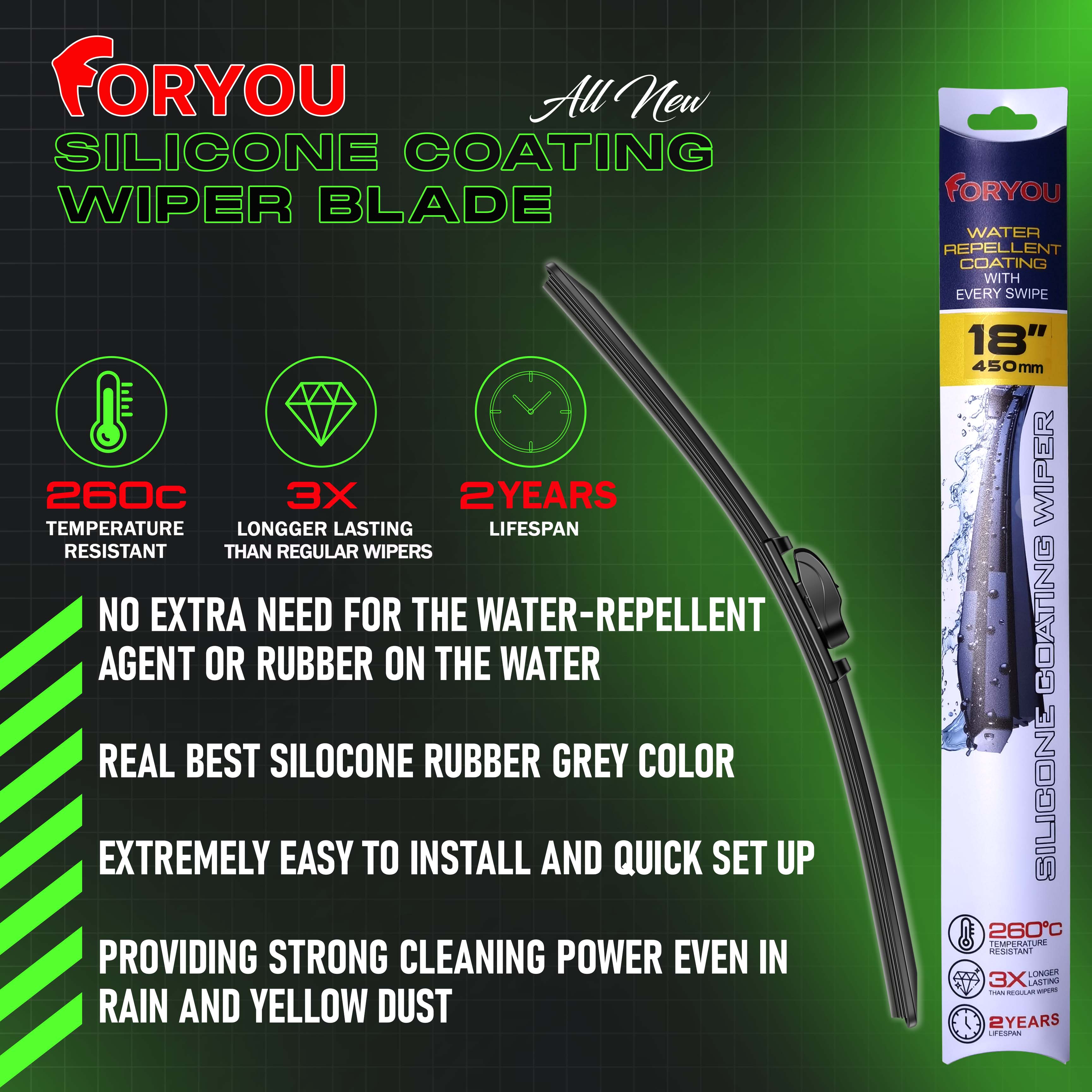 FORYOU Wiper Blade Premium Silicone Coating For Perodua Myvi Alza Axia Aruz Bezza Car Windshield ...