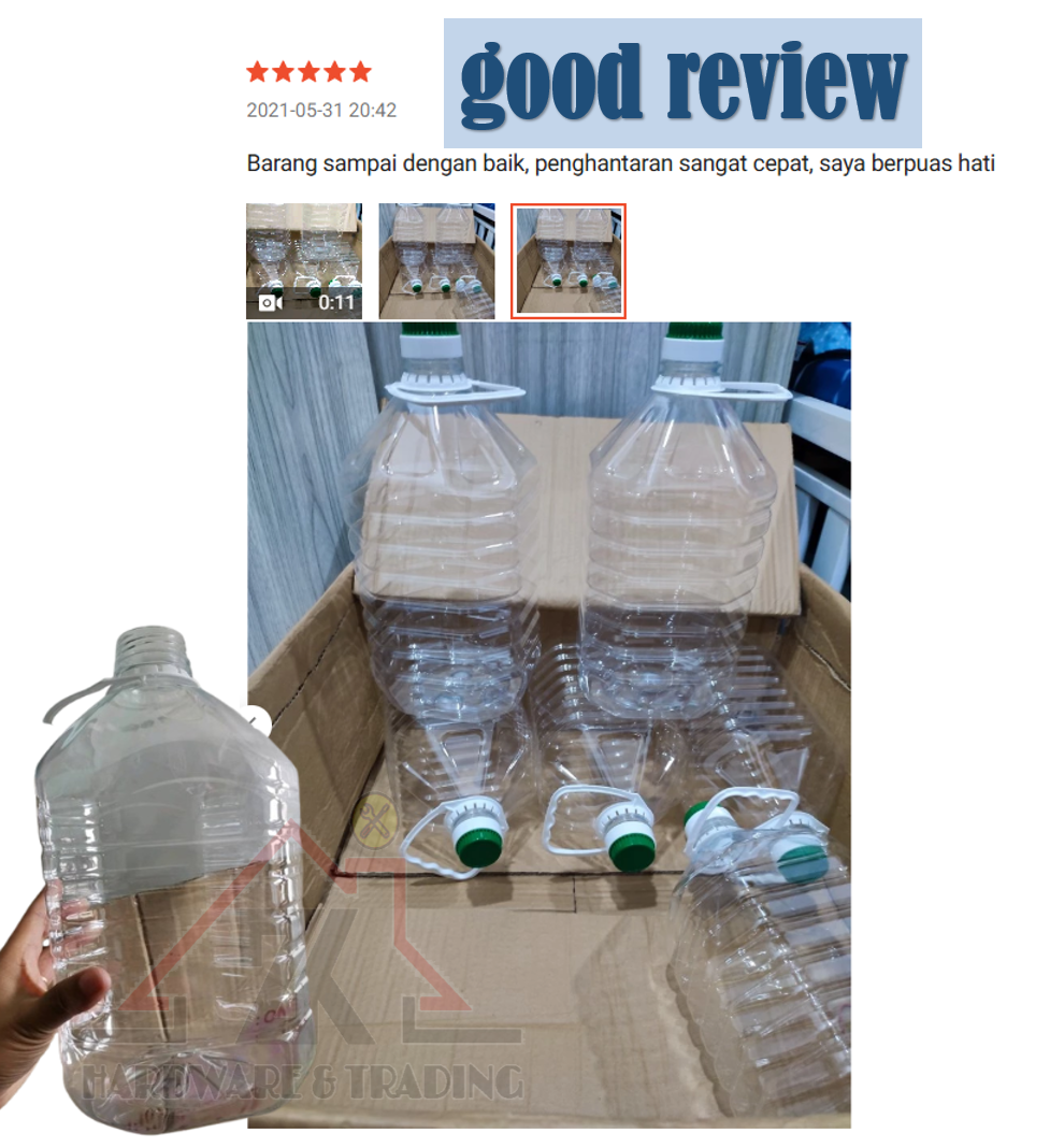 [NEW] EMPTY BOTTLE / PLASTIC SQUARE TRANSPARENT BOTTLE 5 LITRE/ BOTOL ...
