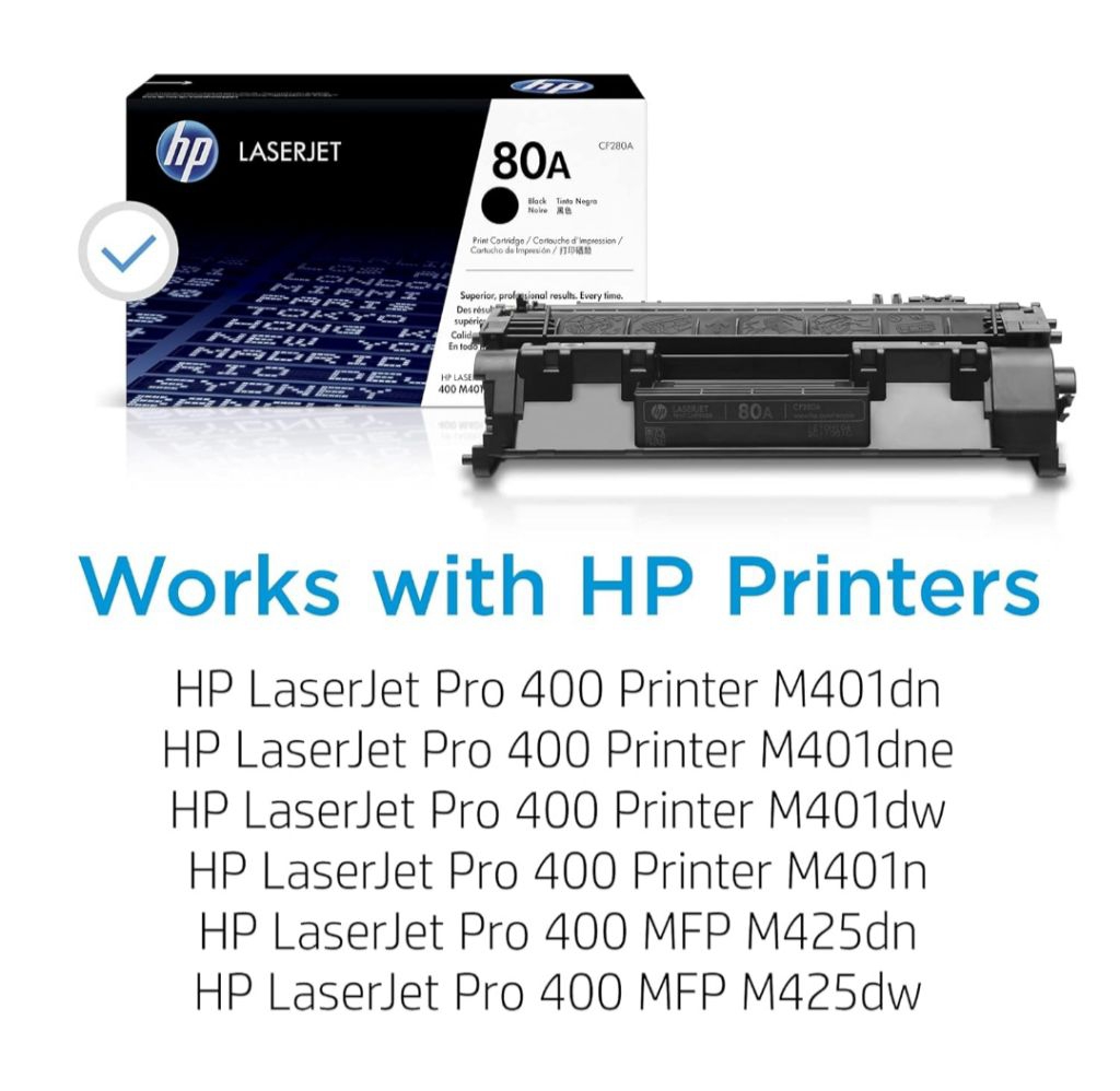 HP 80A / CF280A LASERJET PRO BLACK TONER CARTRIDGE / FOR PRINTER MODELS : M401/M401n/M401dn ...