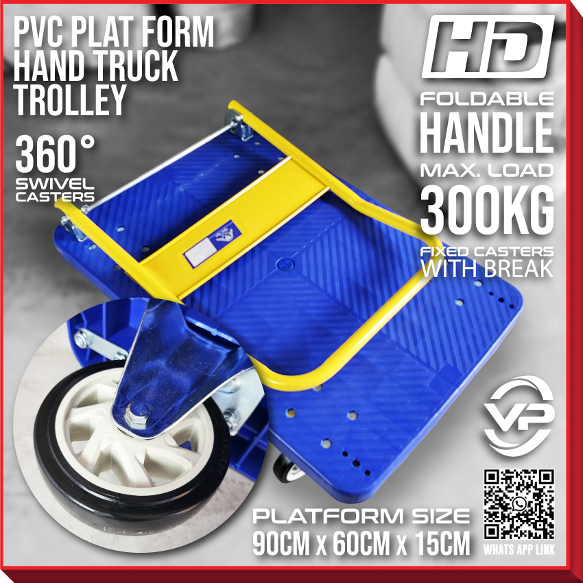 COMMERCIAL HEAVY DUTY FOLDABLE PVC PLAT FORM HAND TRUCK TROLLEY WITH ...