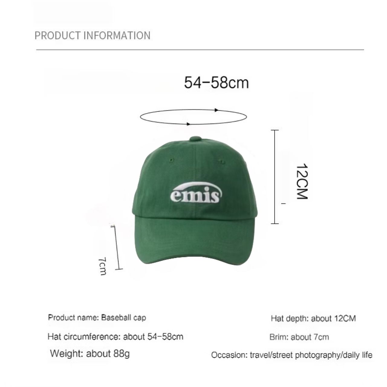 Korean Baseball Cap EMIS Embroidery Adjustable Cap Outdoor Sun Hat ...