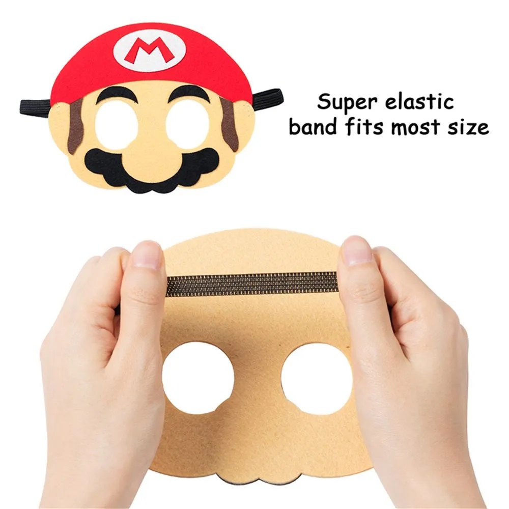 Super Mario Felt Mask Luigi Toad Yoshi Bowser Wario Kid Party Birthday ...