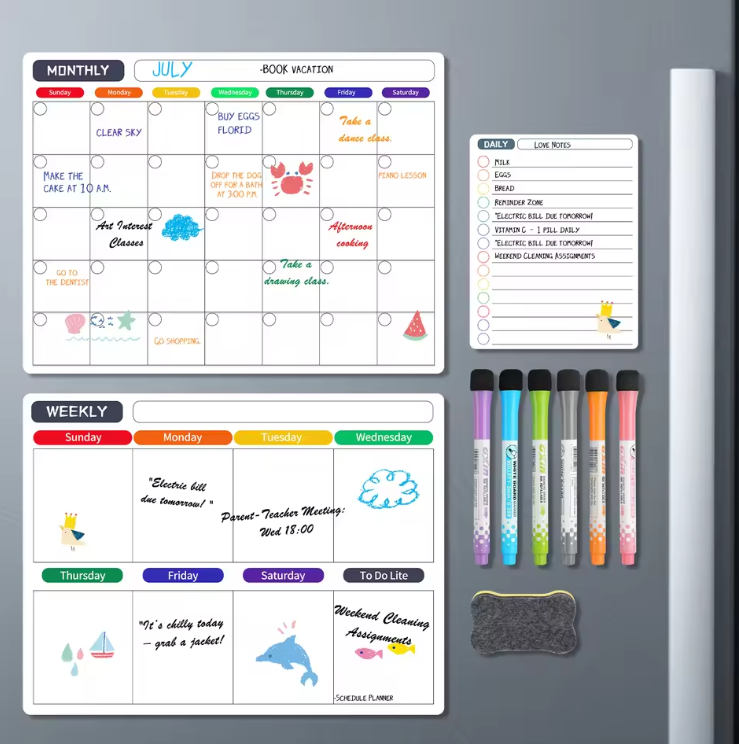 A3 Magnet Fridge Planner Magnetic Erasable Month Planner Message Board ...
