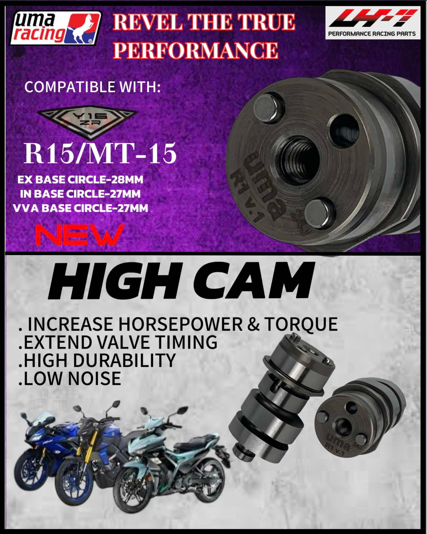 UMA RACING R1 HIGH CAM Y16ZR R15 MT15 CAMSHAFT BORE STANDARD TO 63MM ...