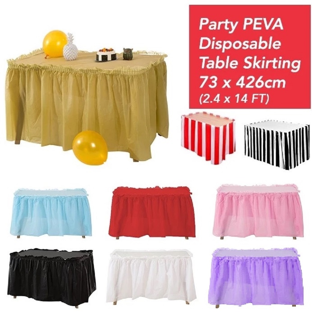 1 Piece Disposable PEVA Party Table Skirting Meja Birthday Decoration ...
