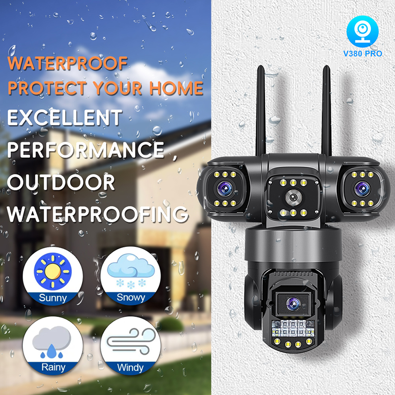 V380 Pro CCTV Camera Three lens Wi-Fi Wireless Outdoor waterproof Ip ...