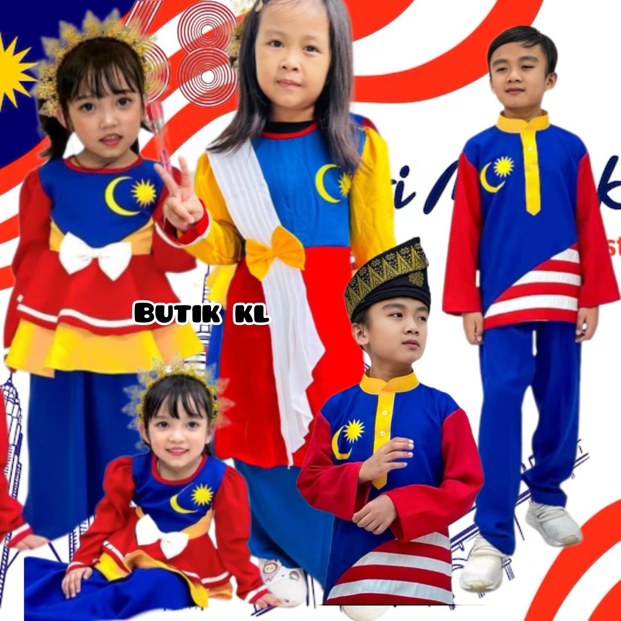 MARDEKA GIRLS & BOY CLOTHES, MERDEKA PRINTED KEBAYA, TELOK BELANGA ...
