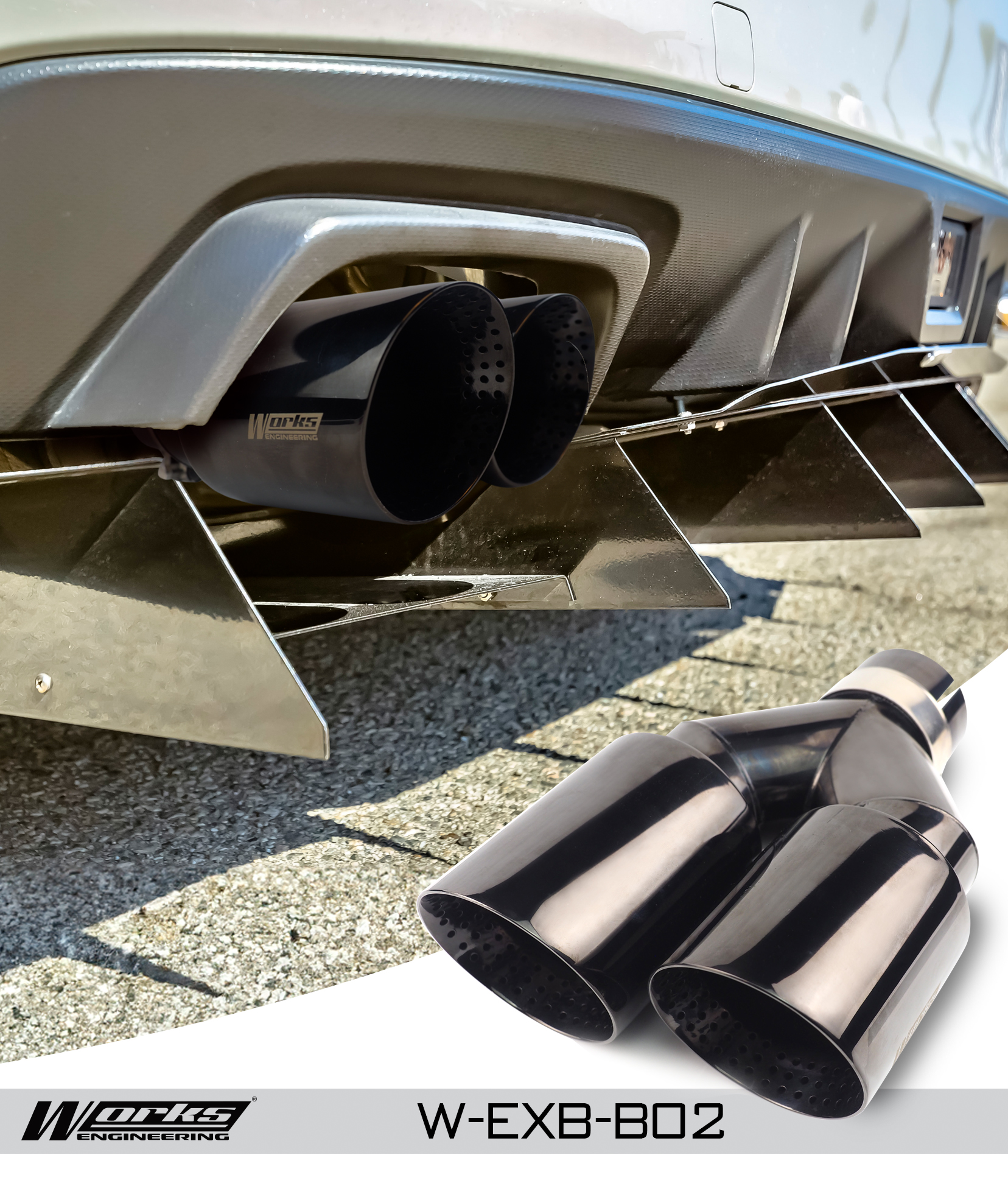 Works Engineering Black Edition B2 Exhaust Pipe Muffler Double Tip End ...