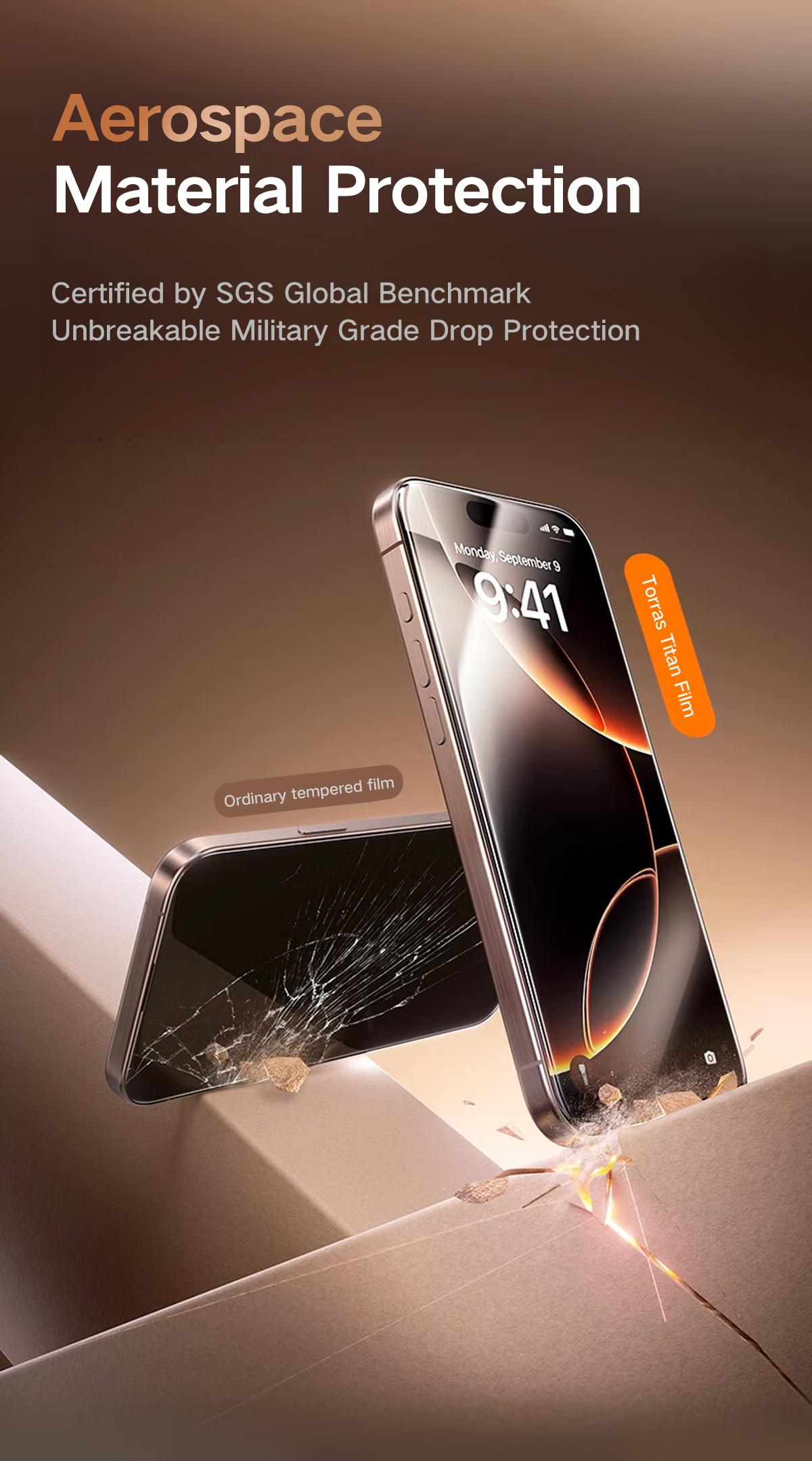 TORRAS Titan 3D Screen Protector 9H+ For iPhone 17 Series Easy Install ...