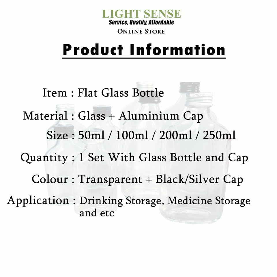 Flat Glass Bottle 50ml 100ml 200ml 250ml / Cold Brew Bottle / Juice ...