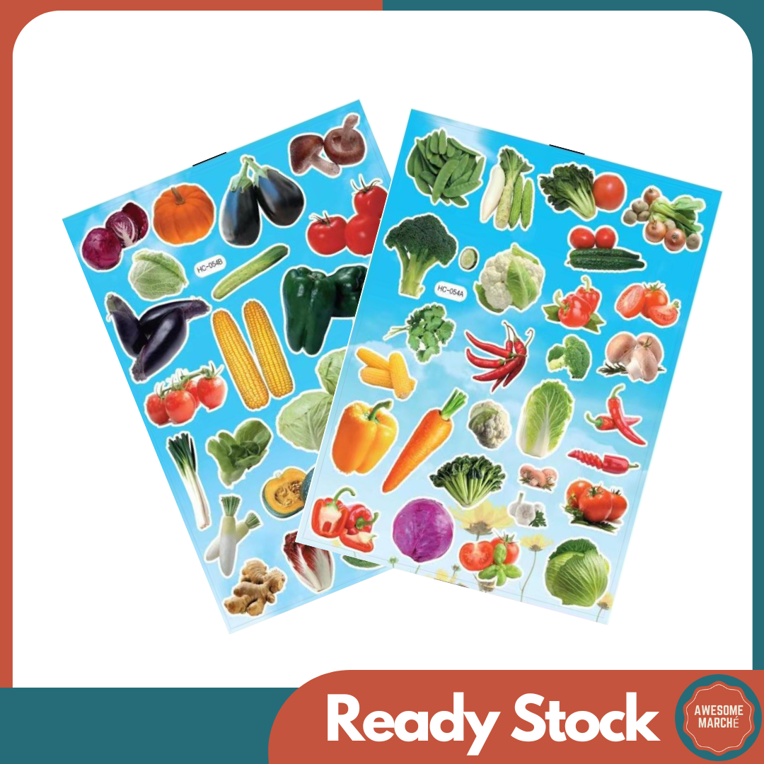 B5 Removeable PVC Sticker Vegetable Sayur-sayuran Craft Material ...
