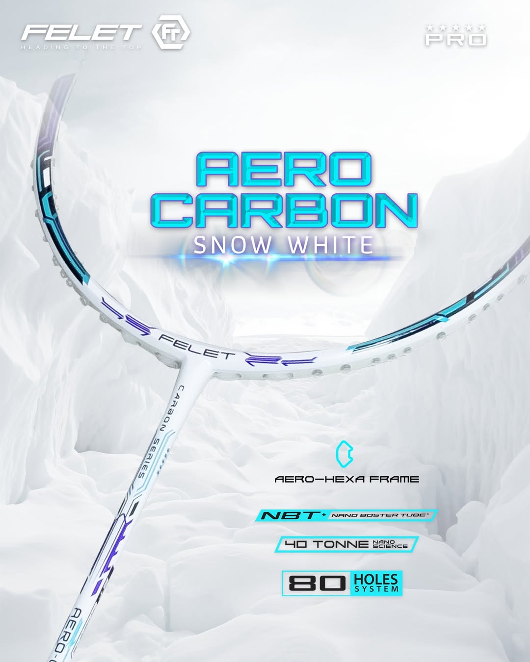 Felet Aero Carbon Snow White Head Heavy Pro Badminton Racket | Shopee ...