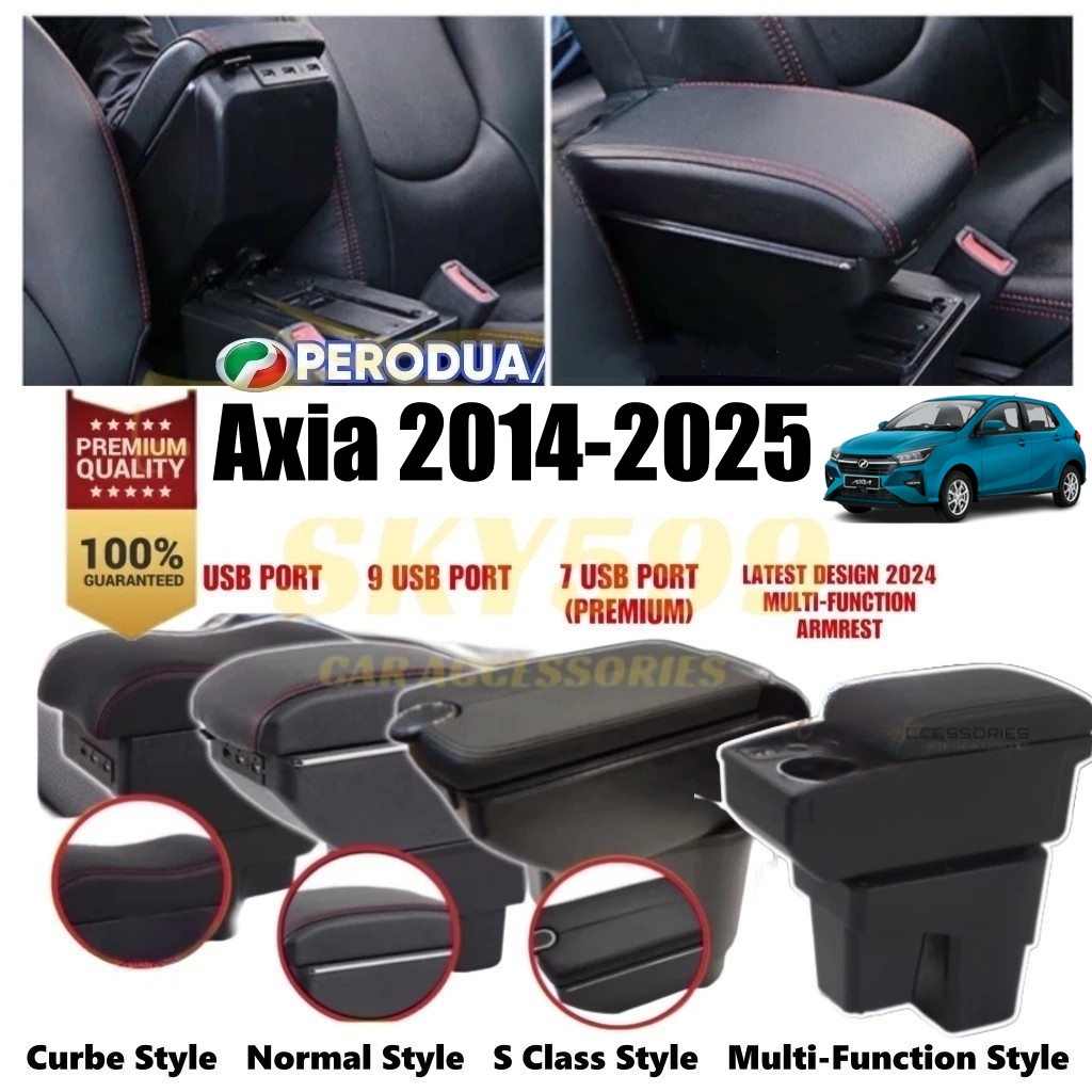 Perodua Axia 2014-2025 Arm Rest USB Port Armrest Console Box | Shopee ...
