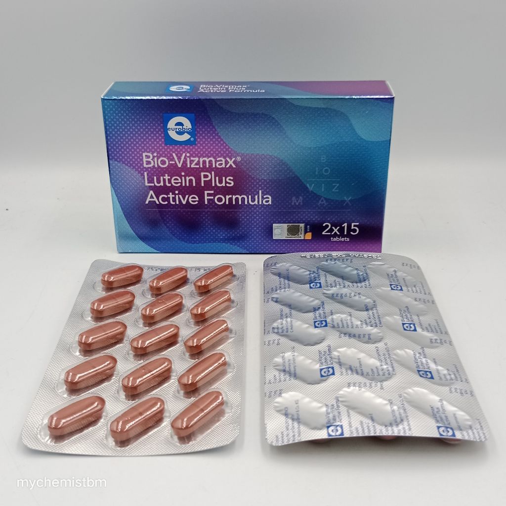Eurobio Bio-Vizmax Lutein Plus Active Formula Tablets 15's/30's EXP 05/ ...