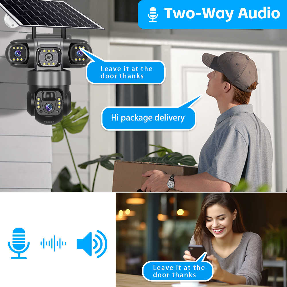 V380 Pro VTS28 Solar IP66 Wireless Outdoor waterproofing Three lens ...