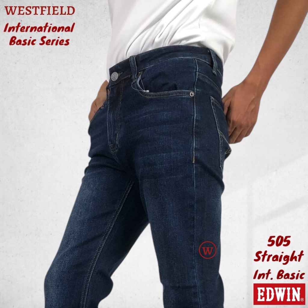 EDWIN Men’s 505 Stretchable Dk Vintage Blue Straight Cut Jeans ( 7705 ...