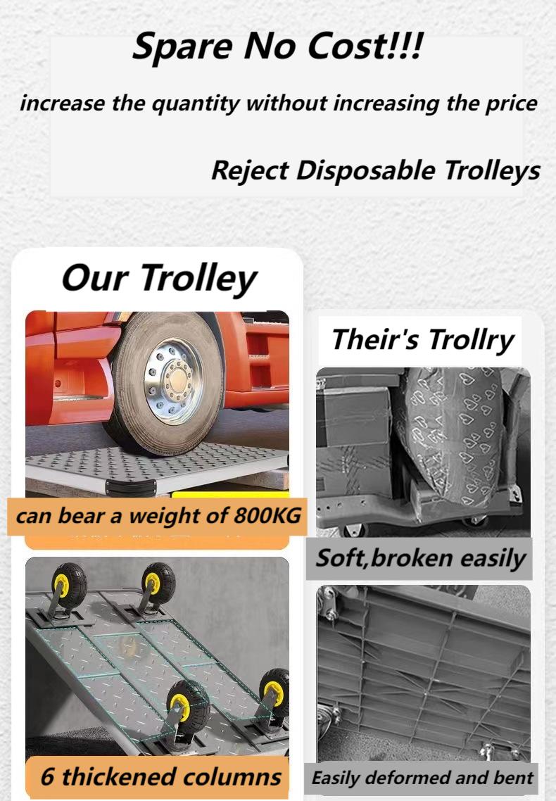 Foldable Trolley With 360 Rotation Rubber Wheel Portable Heavy Duty ...