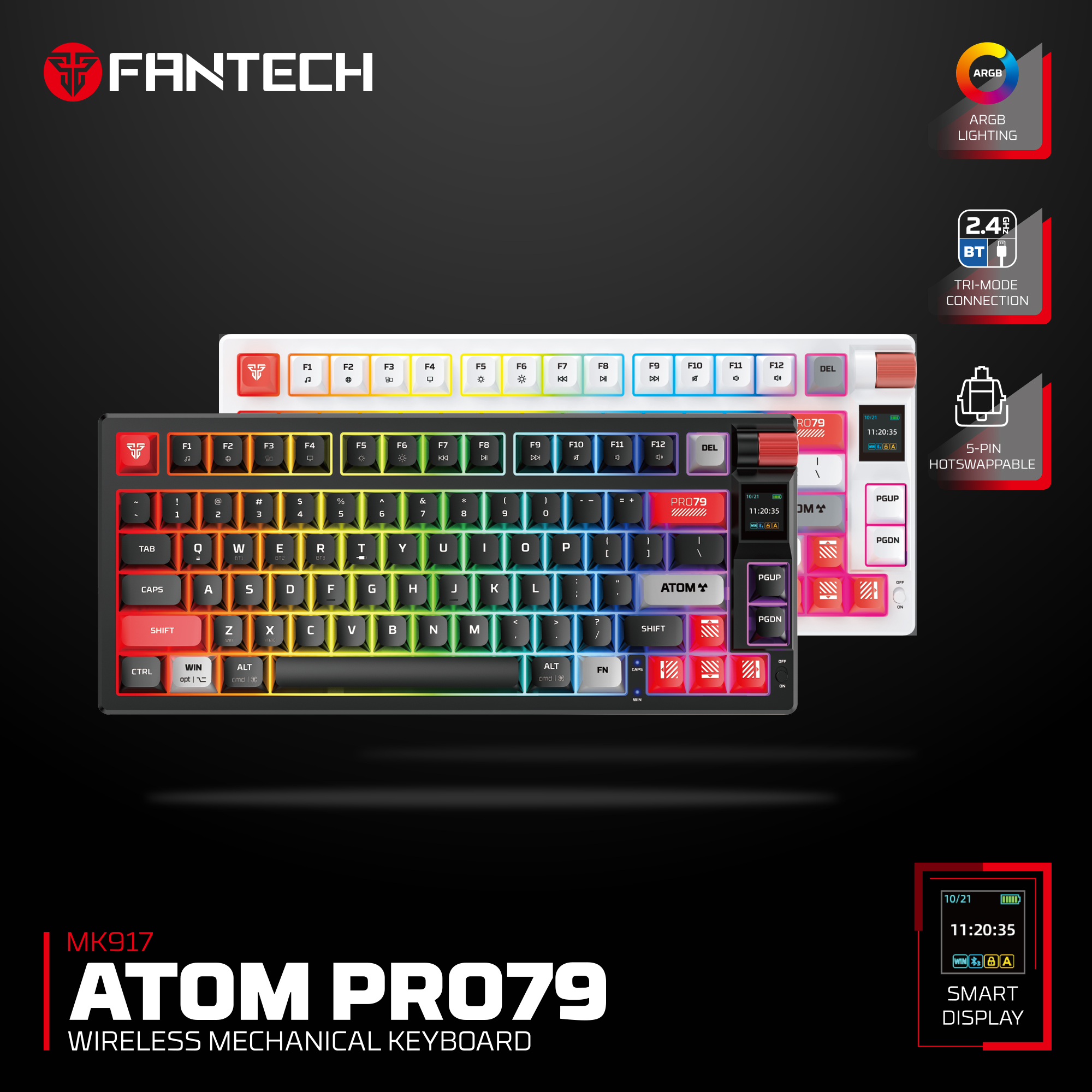 FANTECH MK917/MK918 ATOM PRO79 WIRELESS MECHANICAL KEYBOARD WITH SMART ...