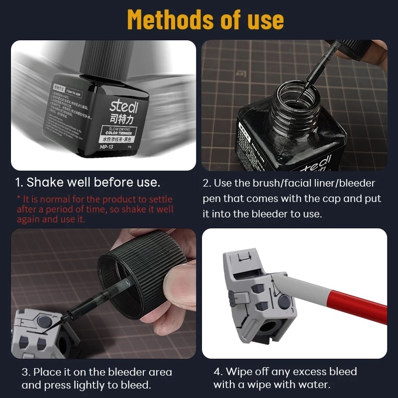 STEDI Gundam Panel Lining Pen & Wipe Stick & Water-based panel line Ink ...