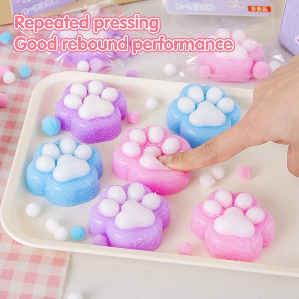 Mini Plush Cat Paw Squish Toy Stress Relief Fidget Toy Pinch Toy ...