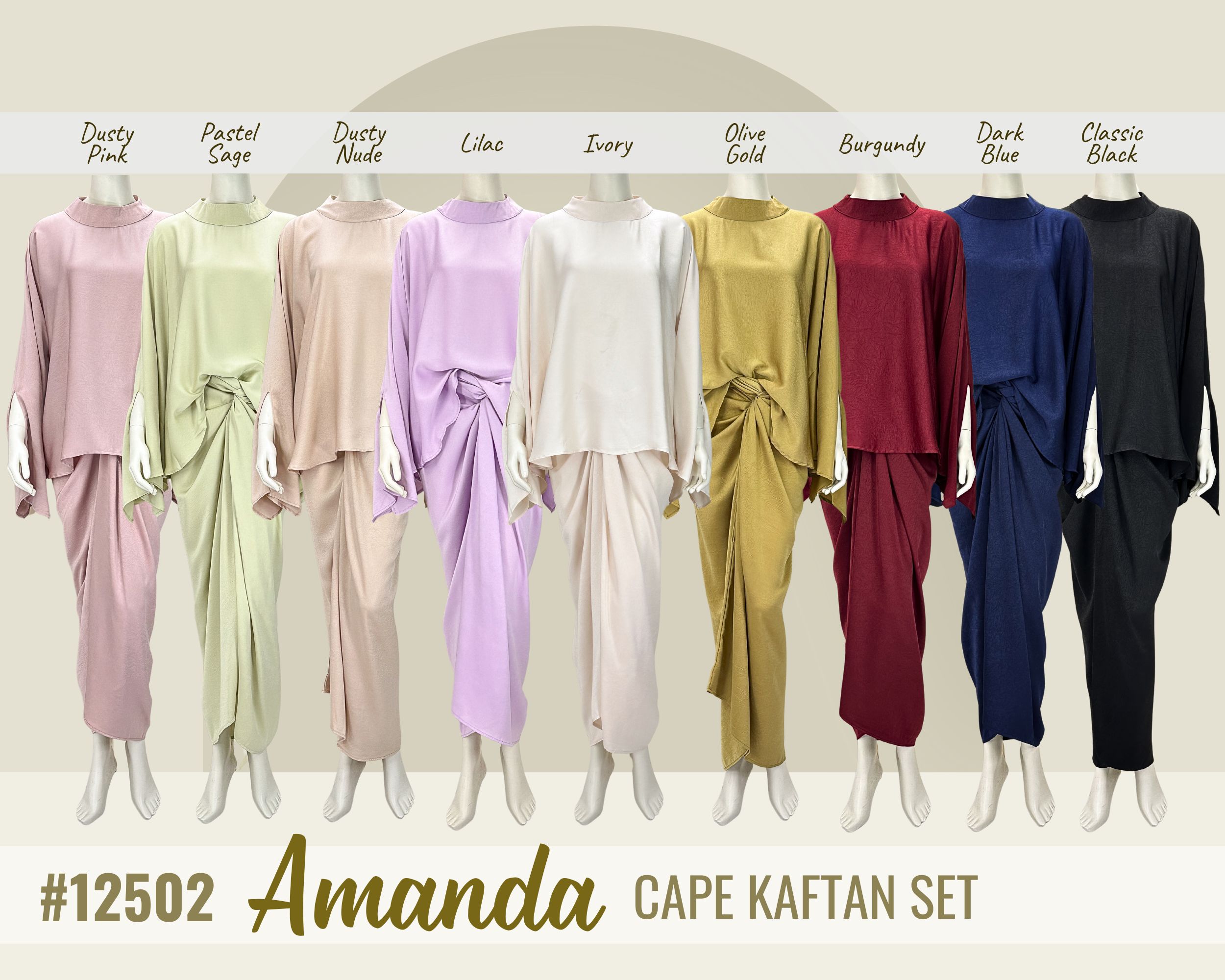 AMANDA CAPE KAFTAN SET BAJU RAYA KURUNG BRIDESMAID NIKAH TUNANG ...