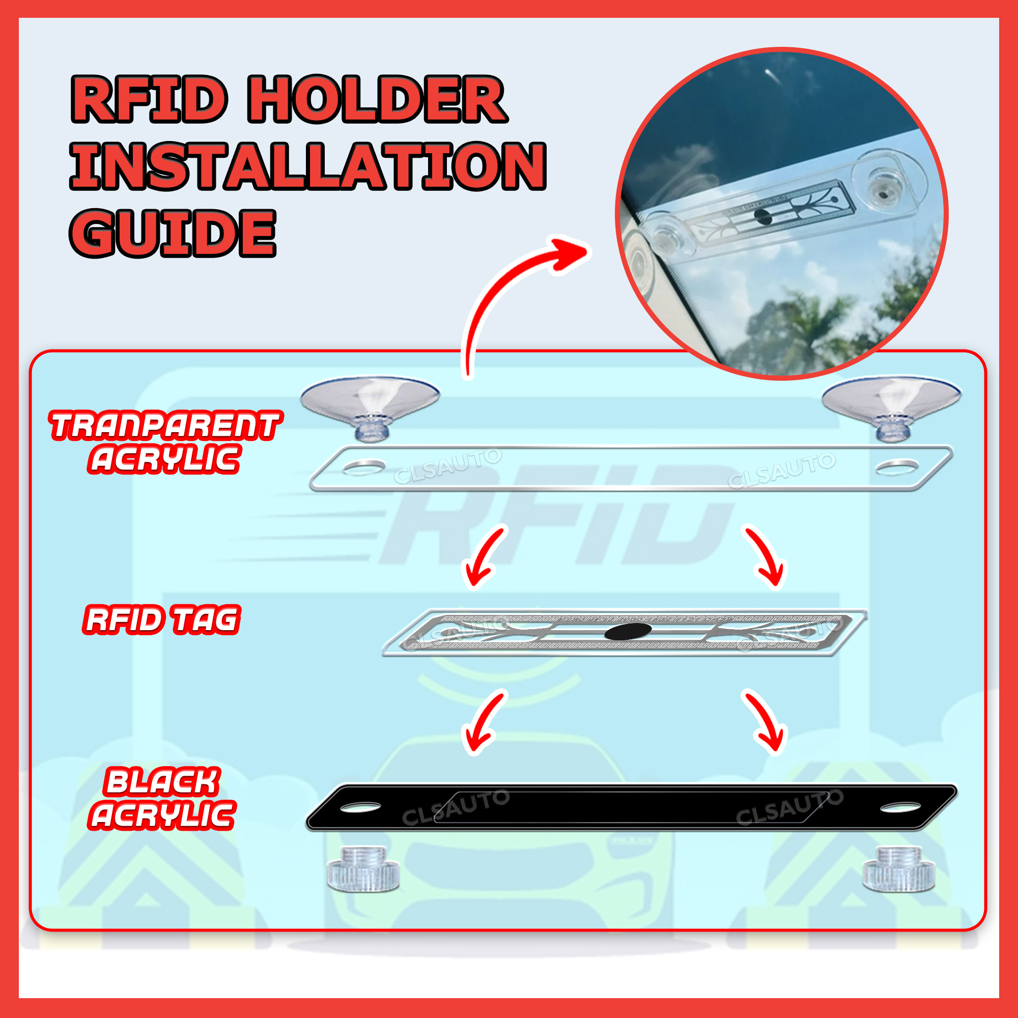 Universal RFID Car Holder for Condo Office Access Tag Double Layer ...