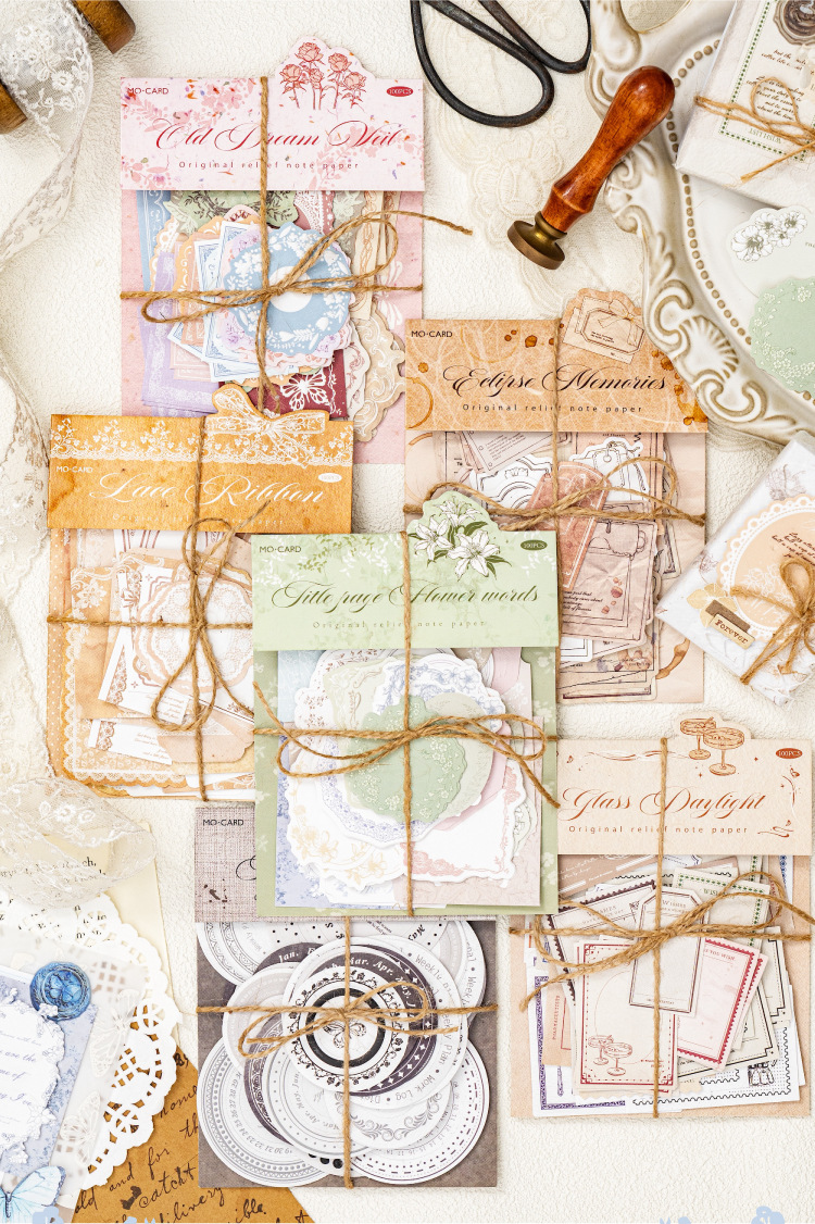 Whitespace 100pcs Embossed Vintage Scrapbook Paper Material Frame Junk ...