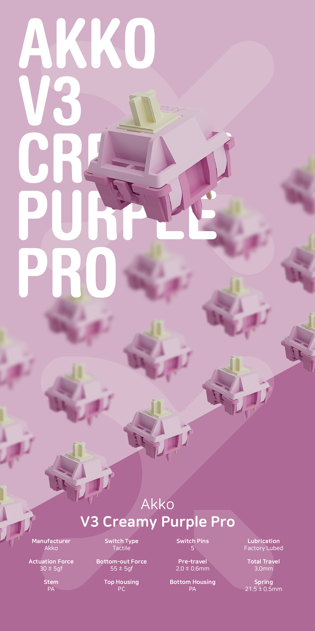 [TACTILE] Akko V3 Creamy Purple Pro 30gf Tactile Factory Lubed ...