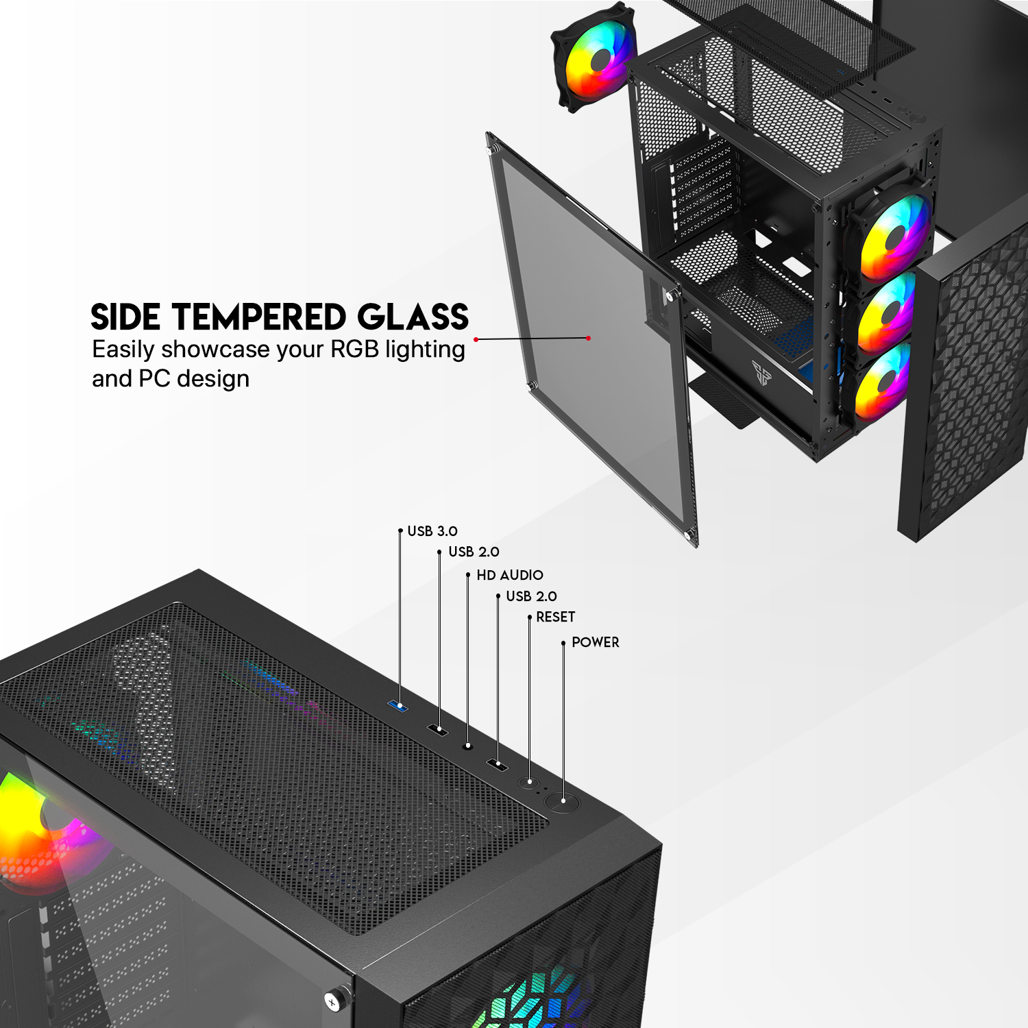 FANTECH AERO 2 CG83 MIDDLE TOWER CASE ,DESKTOP GAMING CASE | Shopee ...