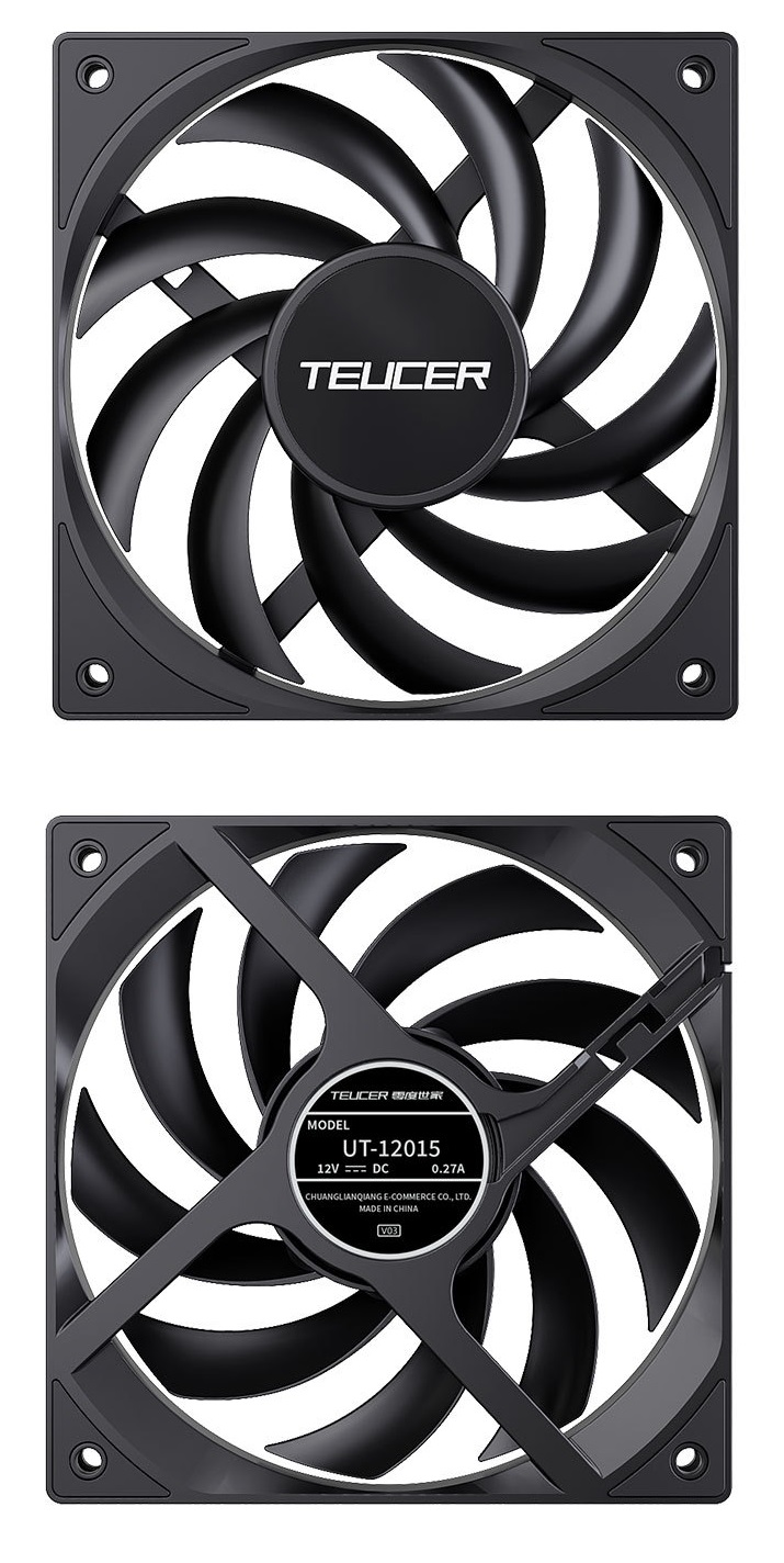 Teucer UT-12015 12cm Casing Thin Fan ( 15mm ) 4pin PWM Black SLIM FAN ...