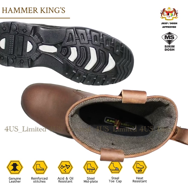 Hammer King Safety Boots HK 13021 Steel Toe Cap Steel Mid Plate sole ...