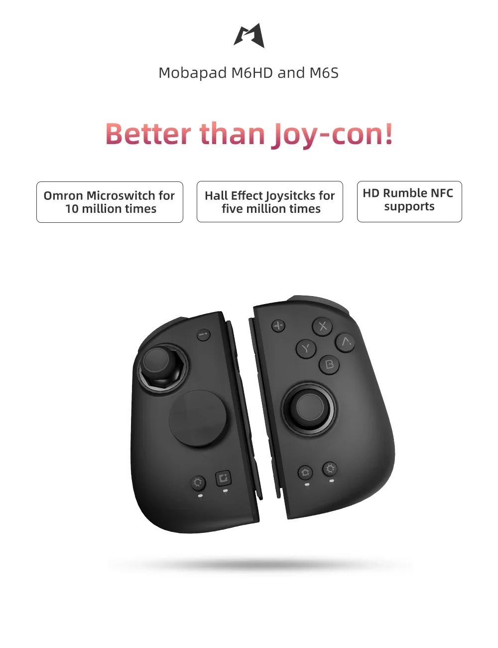 MOBAPAD M6 HD Black Gemini Wireless Controller 6 Axises Gyro Joy Pad Joycon Joy Con for Nintendo ...