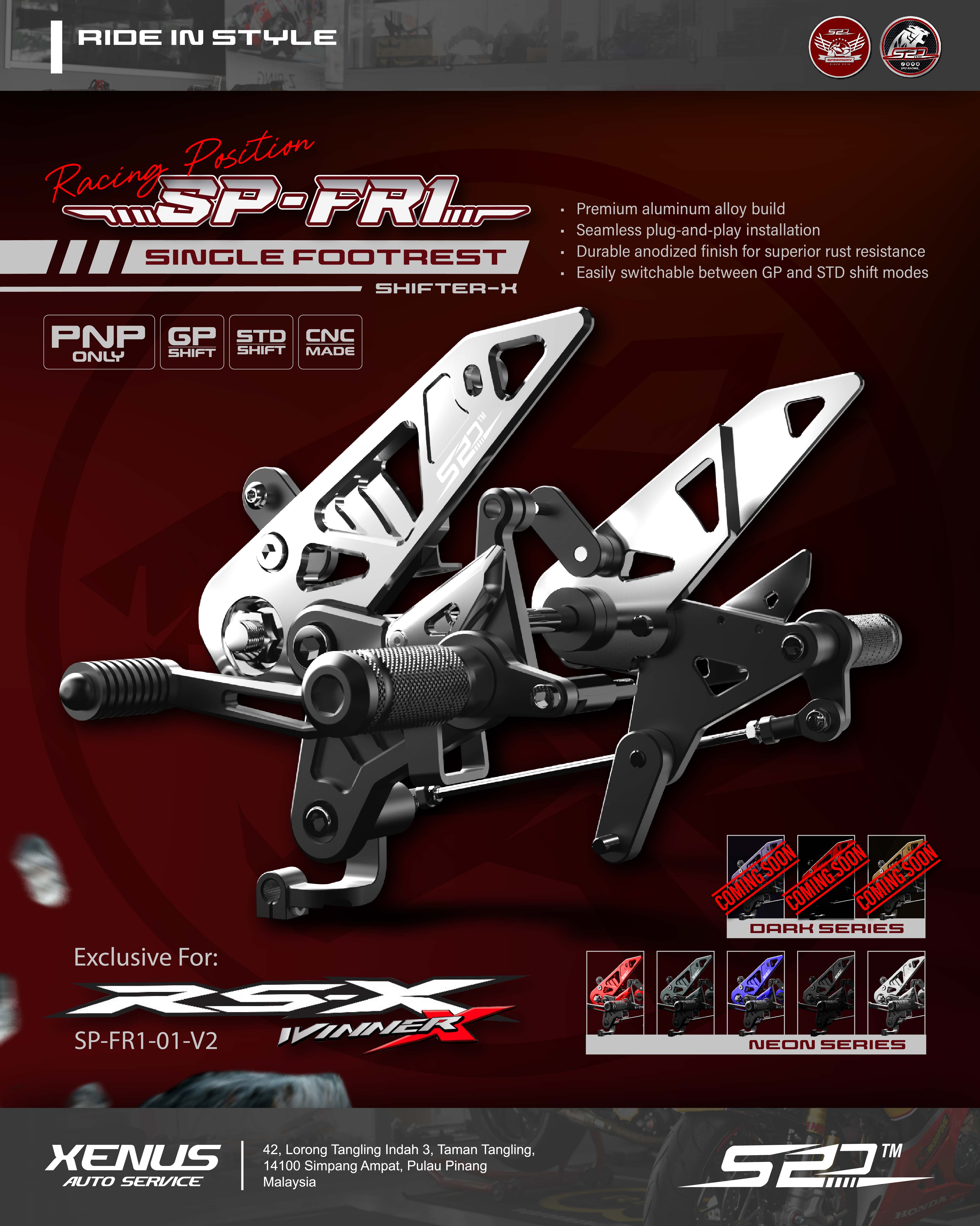 Single Footrest Set SPD Racing HONDA RS-X 150 RSX 150 WINNER X PNP Foot ...