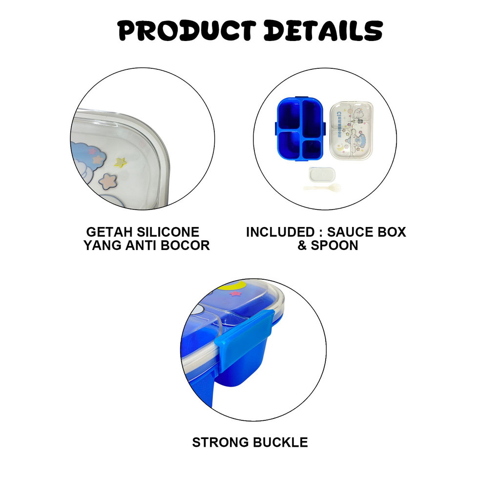 Large Capacity Cartoon Bento Lunch Box with Tableware (BGJAYA) | Shopee ...