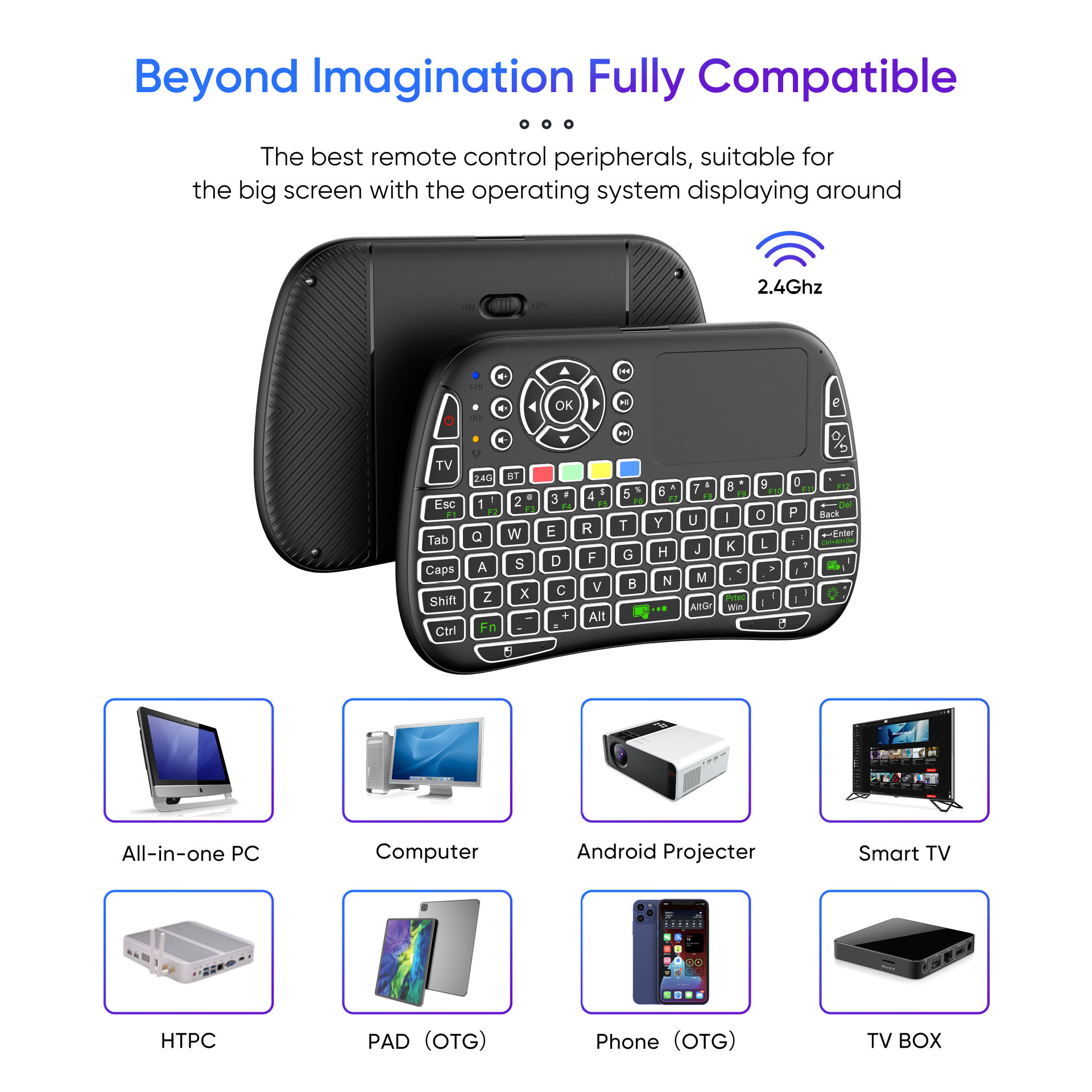 2024 M9 Mini Keyboard Remote TOUCHPAD Mouse TYPE C RECHARGEABLE ...