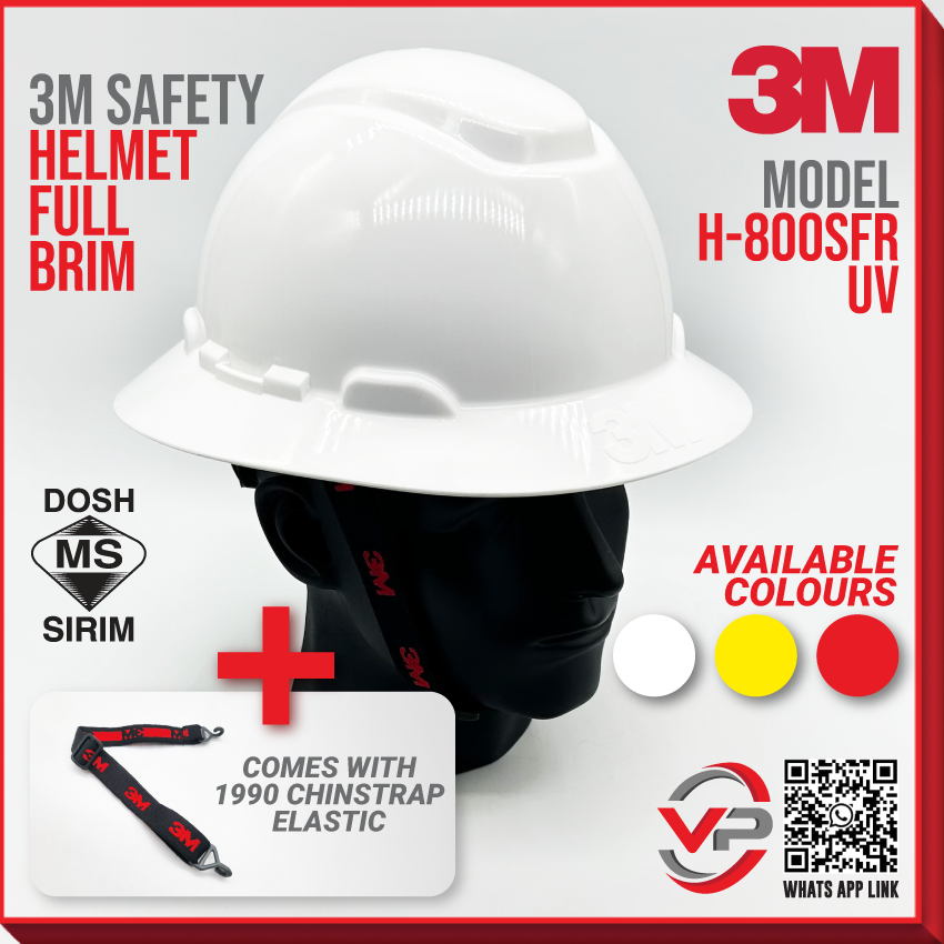 3MTM SECURE FITTM FULL BRIM HARD HAT H-800SFR-UV SAFETY HELMET YELLOW ...