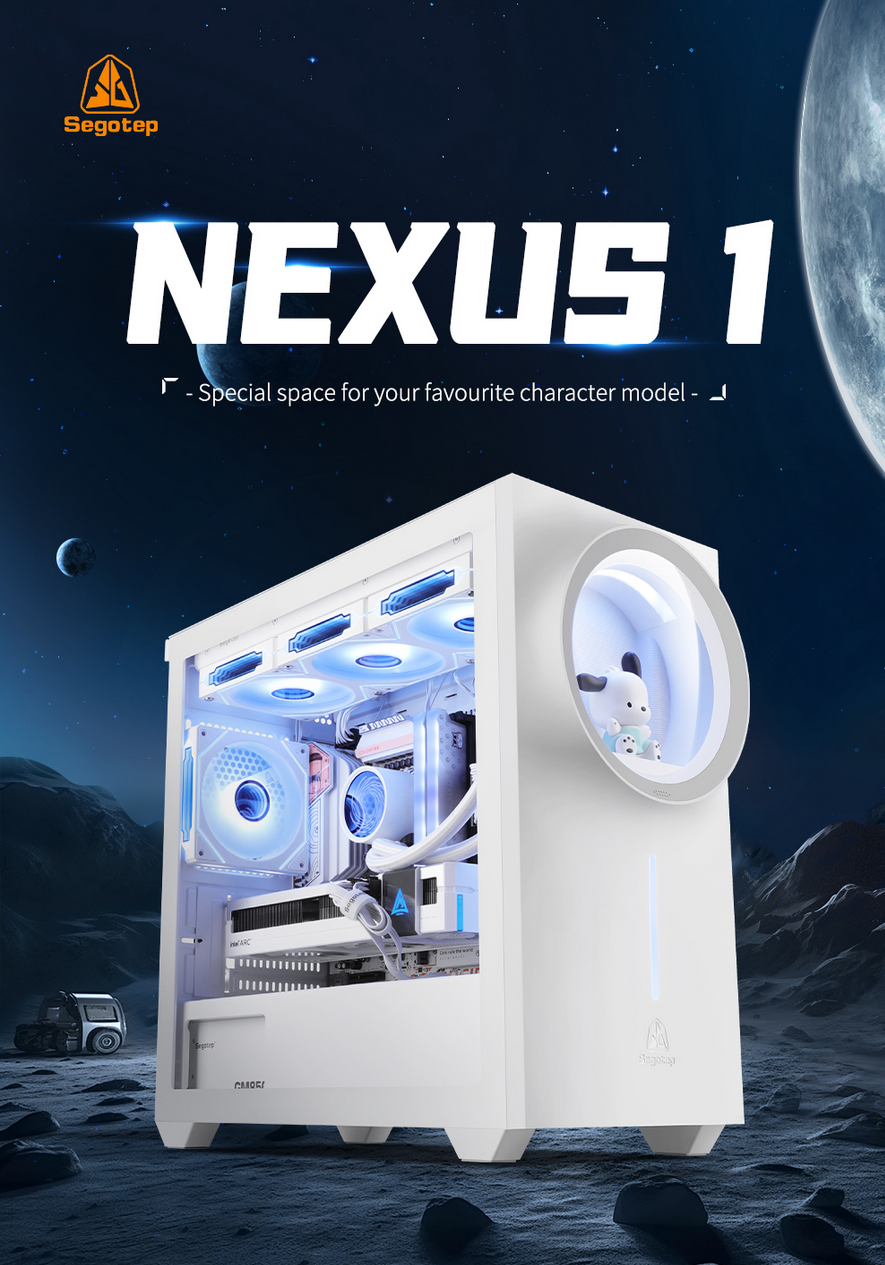 Segotep Nexus 1 Matx All White Gaming PC Case,Comic Model Desktop Gaming Casing come with miniso ...