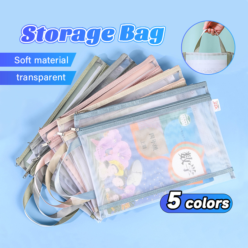 Double Layer Nylon Document Bag A4 Mesh File Folder Paperwork A4 Paper ...