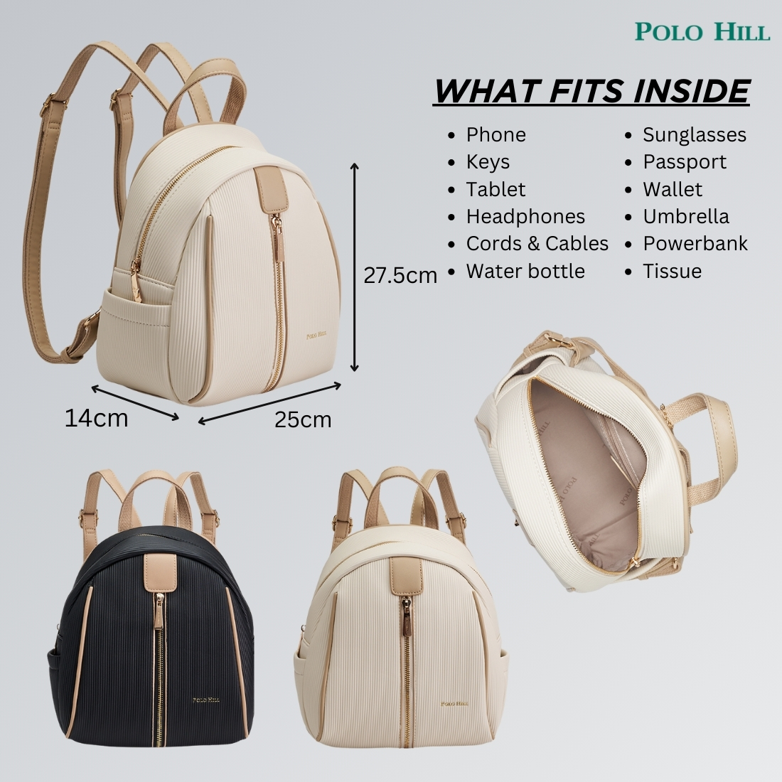 POLO HILL Ladies Belle Backpack PHB-HB2187 | Shopee Philippines