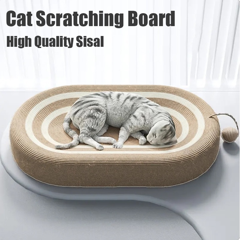 Oval Sisal Cat Scratching Board Wear-Resistant Pet Scratcher Pads Bed ...